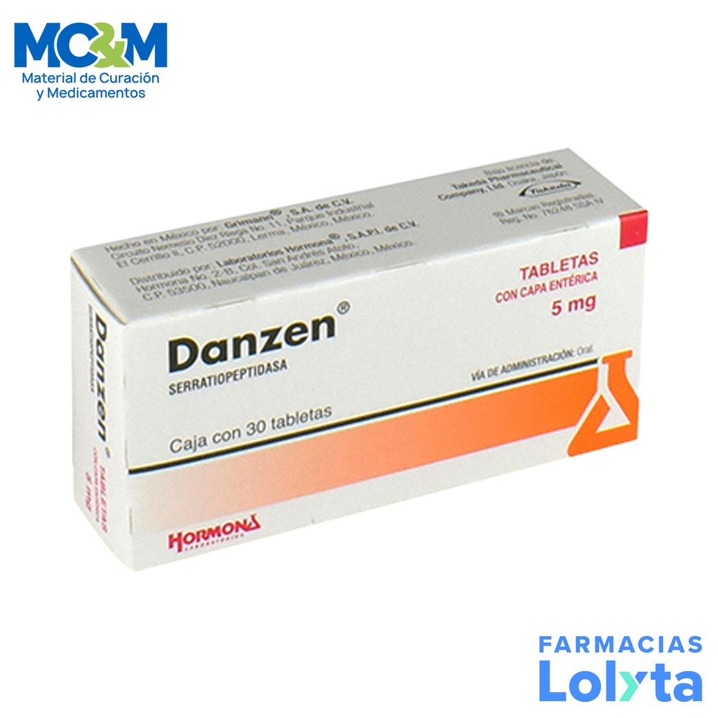 DANZEN 5 MG C/30 TAB SERRATIOPEPTIDASA LAB HORMONA | Website MC&M